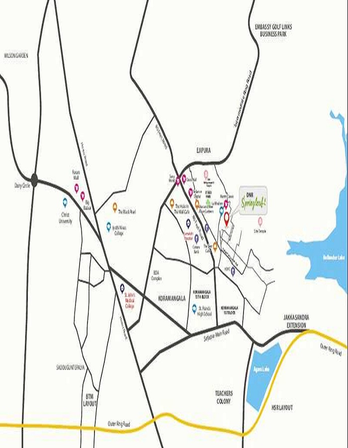 DNR Spring Leaf Location Map | Koramangala, Bangalore