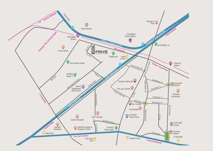 Godrej Prive Chembur Location Map | Chembur, Mumbai