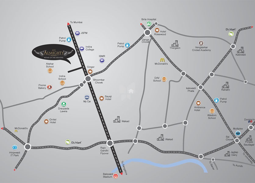 Jhamtani Ace Almighty Phase II Location Map | Tathawade, Pune