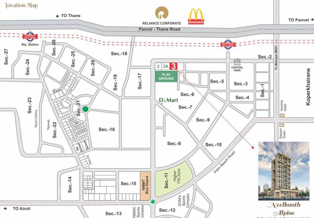 Neelkanth Alpine Location Map | Ghansoli, Mumbai