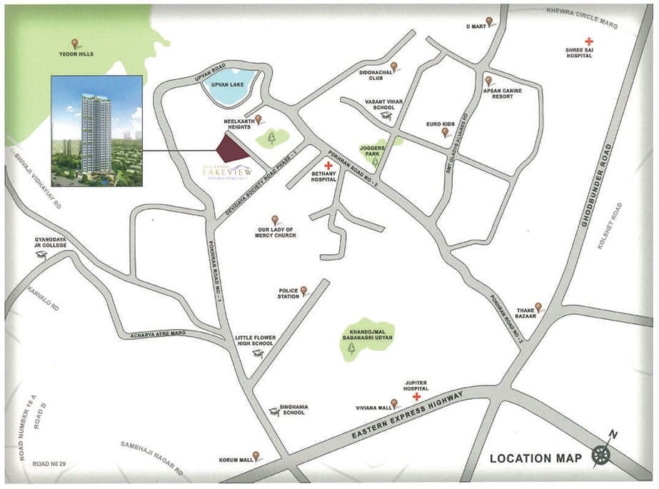 Neelkanth Lakeview Location Map | Pokhran Road 2, Thane