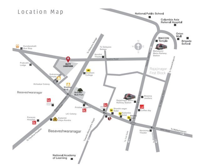 Olety Landmark Location Map | Basaveshwara Nagar, Bangalore