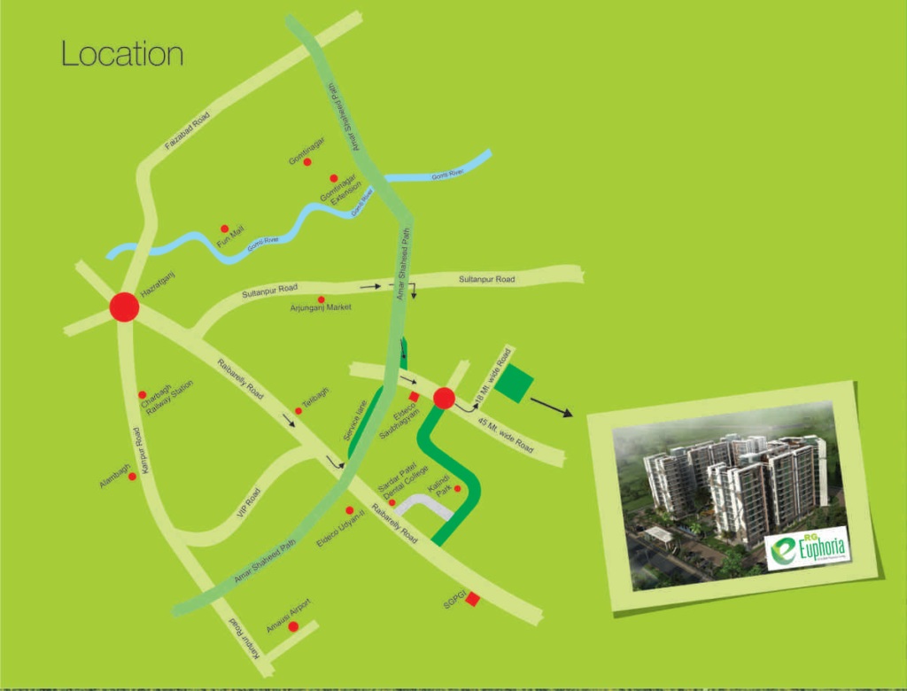 RG Euphoria Location Map | Vrindavan Yojna, Lucknow