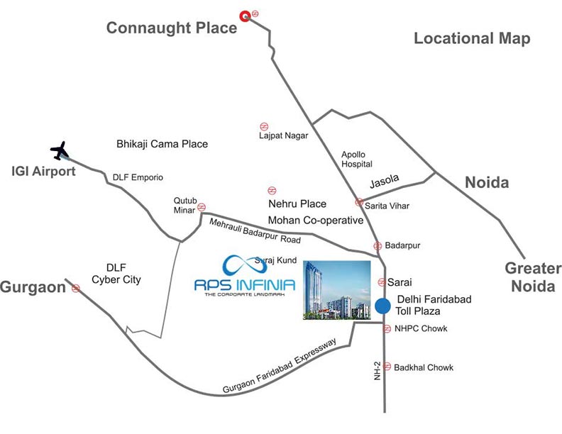 RPS Infinia Location Map | Sector 27C, Faridabad