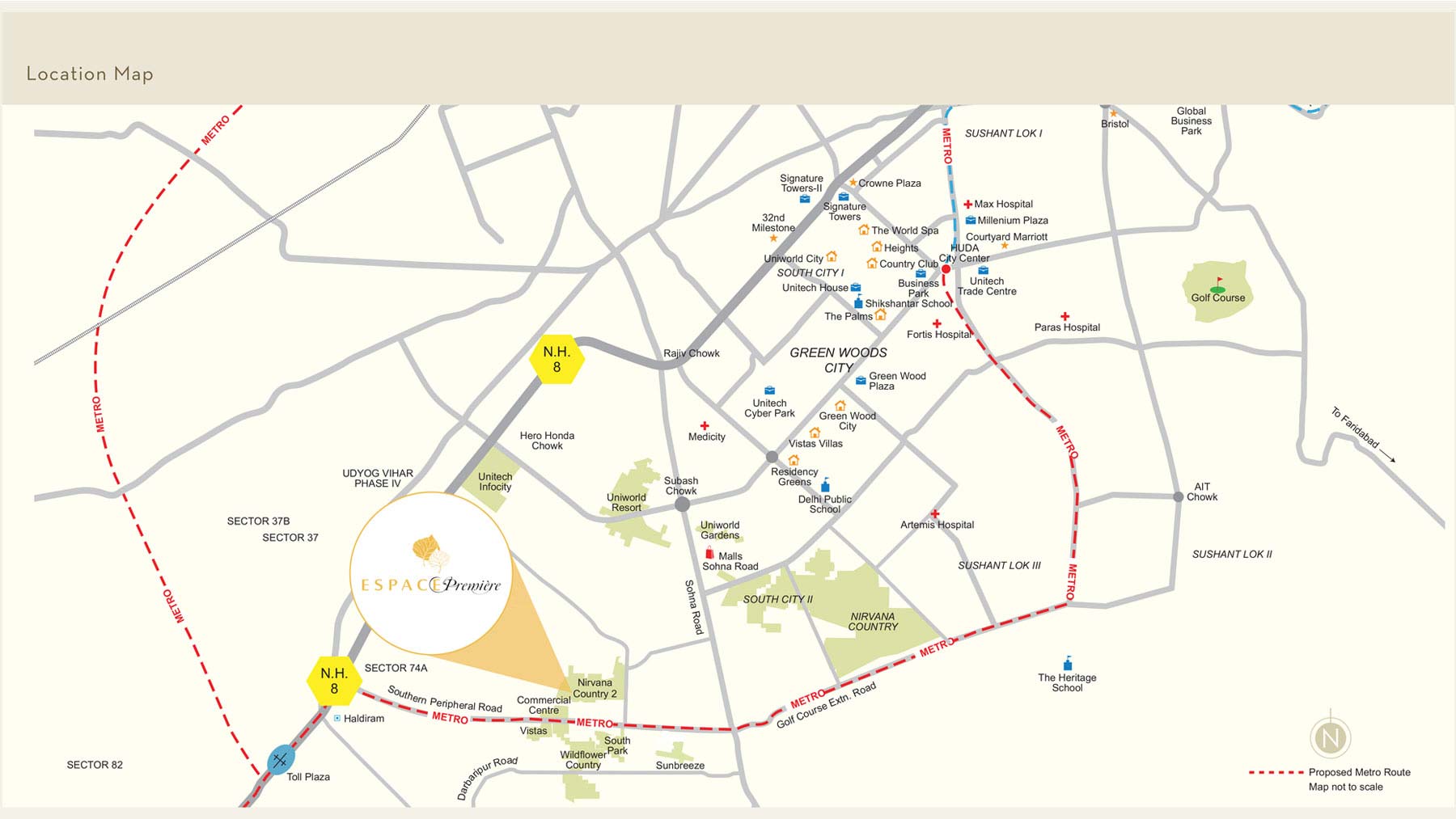 Unitech Espace Premiere Location Map | Sector 71, Gurgaon