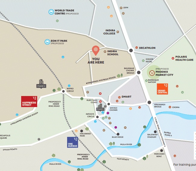VJ Town Centre Location Map | Wakad, Pune